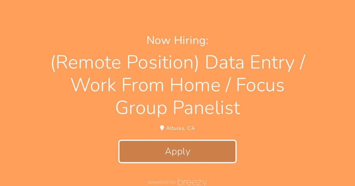 Remote Position Data Entry Work From Home Focus Group Panelist At