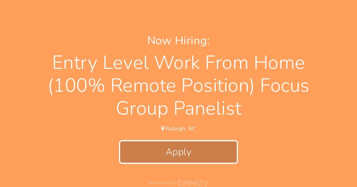Entry Level Work From Home 100 Remote Position Focus Group Panelist