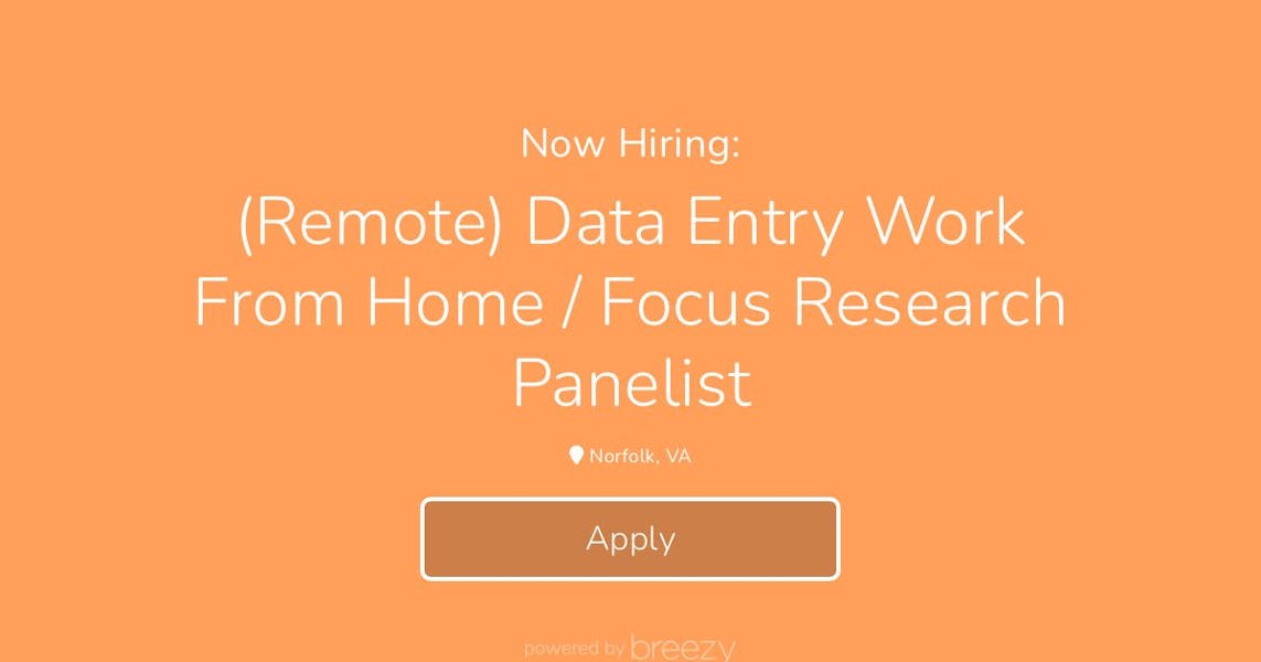 Remote Data Entry Work From Home Focus Research Panelist At