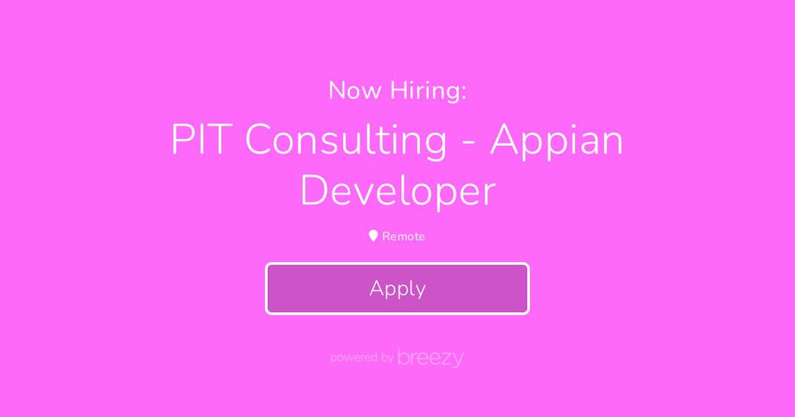 Pit Consulting Appian Developer At Consultbae India Private Limited 