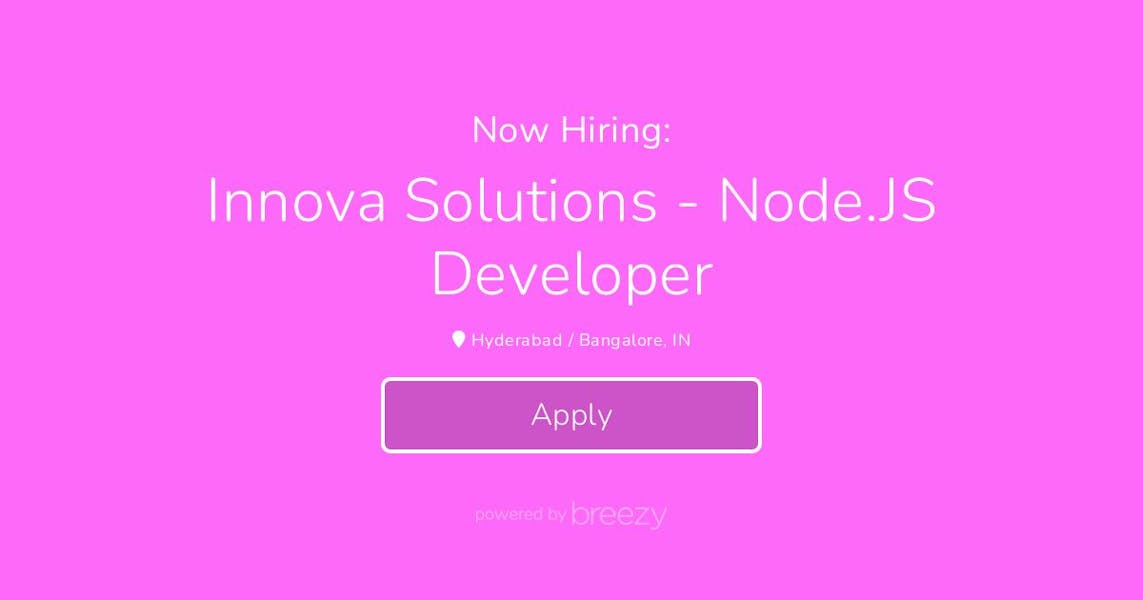 Innova Solutions - Node.JS Developer at ConsultBae India Private Limited
