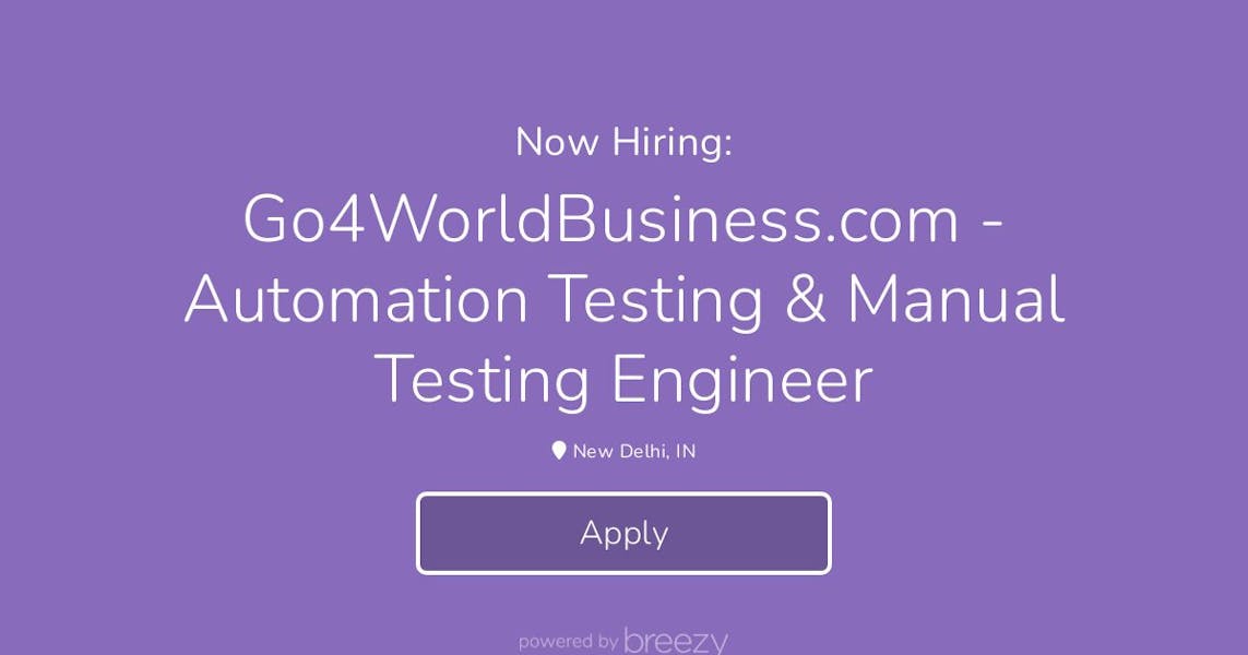 Automation Testing And Manual Testing Engineer At
