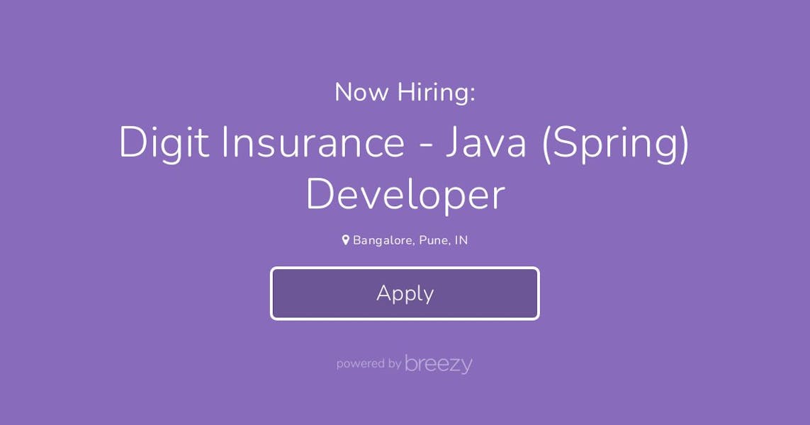 Digit Insurance - Java (Spring) Developer at Nexthire