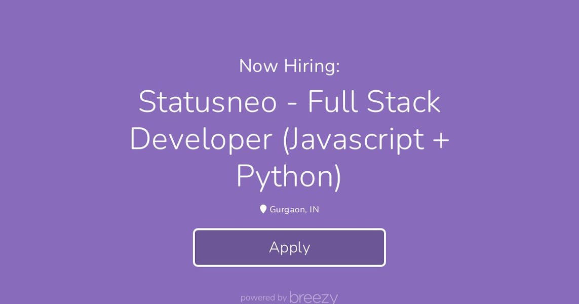 Statusneo Full Stack Developer Javascript Python At Nexthire