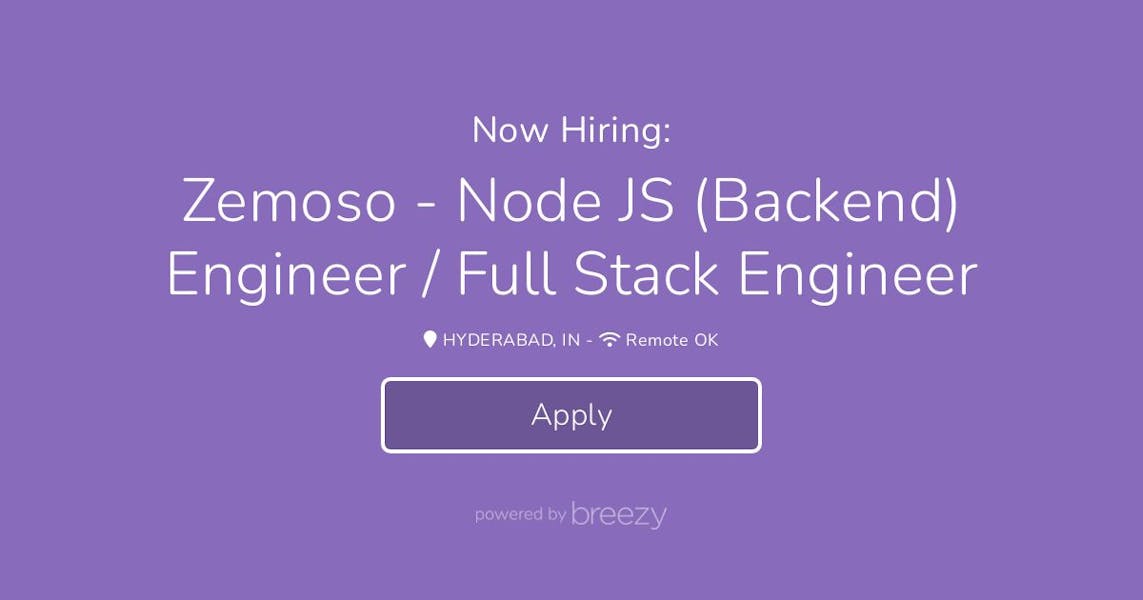 Zemoso Node Js Backend Engineer Full Stack Engineer At Nexthire