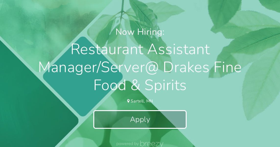 Restaurant Assistant Manager/Server@ Drakes Fine Food & Spirits at ...