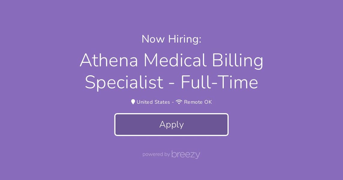 Athena Medical Billing Specialist - Full-Time at Altus Pediatric Billing Athena Medical Billing Specialist - Full-Time at Altus Pediatric Billing