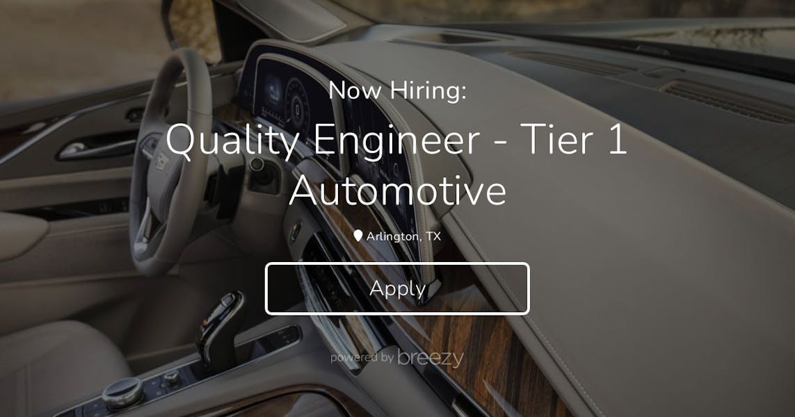 Quality Engineer - Tier 1 Automotive at International Automotive Components