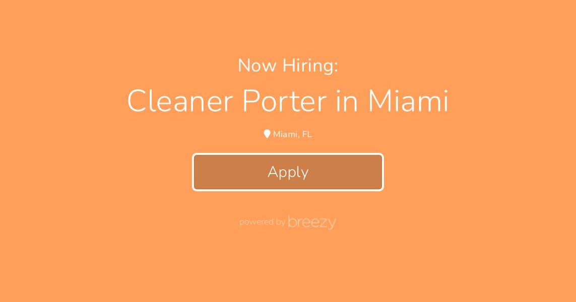 Cleaner Porter in Miami at PINCH