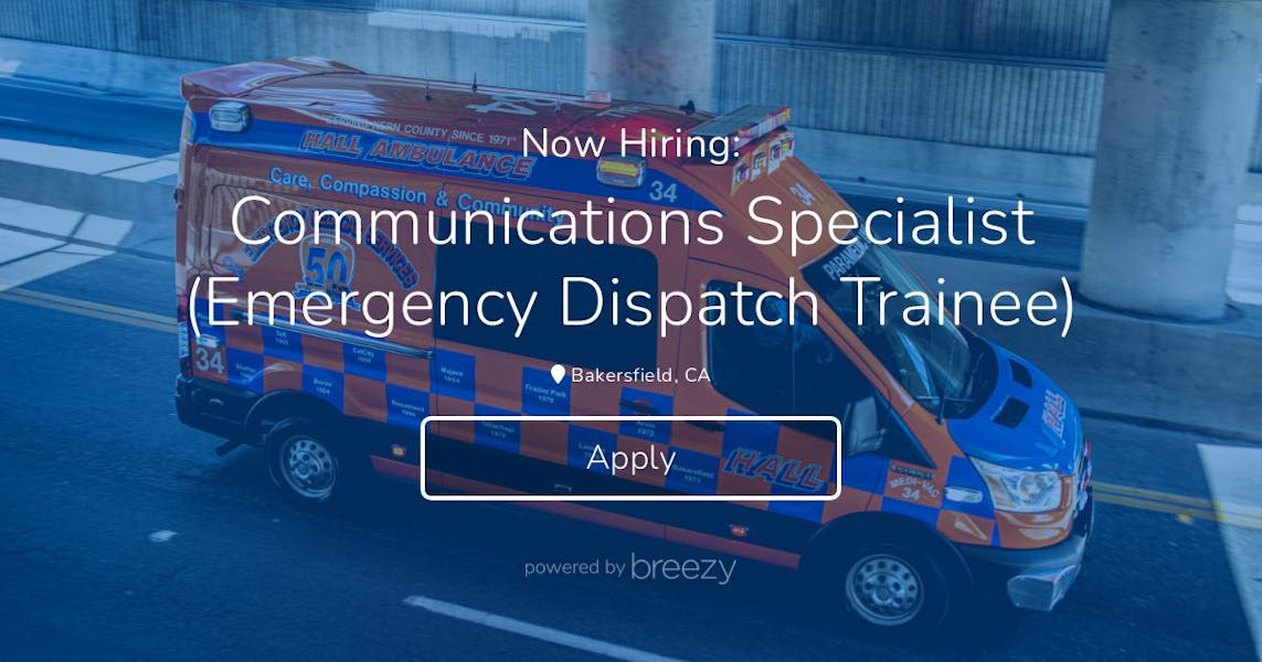 Communications Specialist Emergency Dispatch Trainee At Hall Ambulance