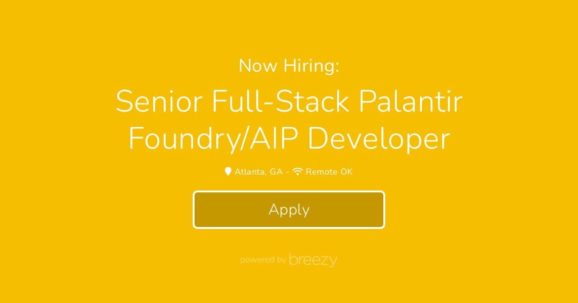 Senior Full Stack Palantir Foundryaip Developer At Kaizen Analytix