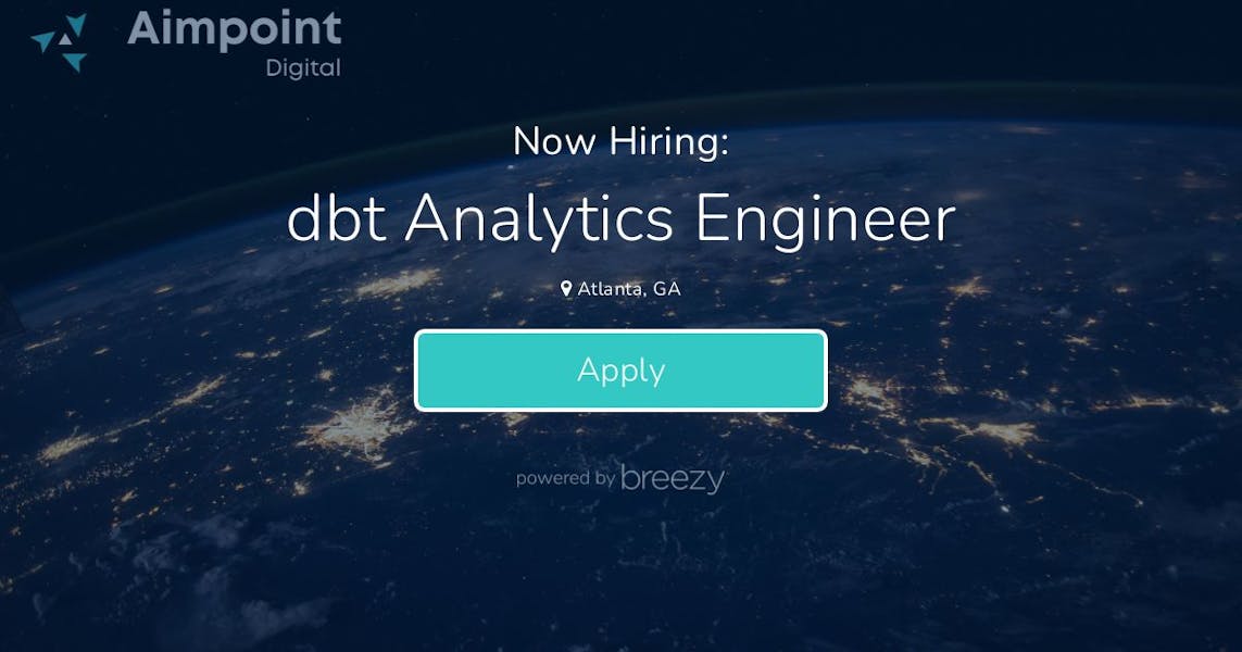 dbt Analytics Engineer at Aimpoint Digital dbt Analytics Engineer at Aimpoint Digital