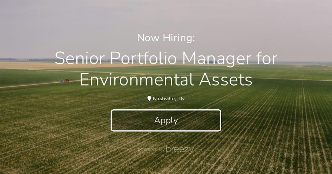 Senior Portfolio Manager For Environmental Assets At Agricapture