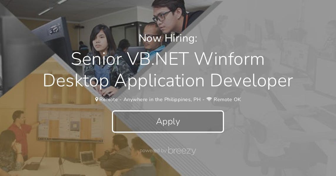 Senior Vbnet Winform Desktop Application Developer At Dev Partners