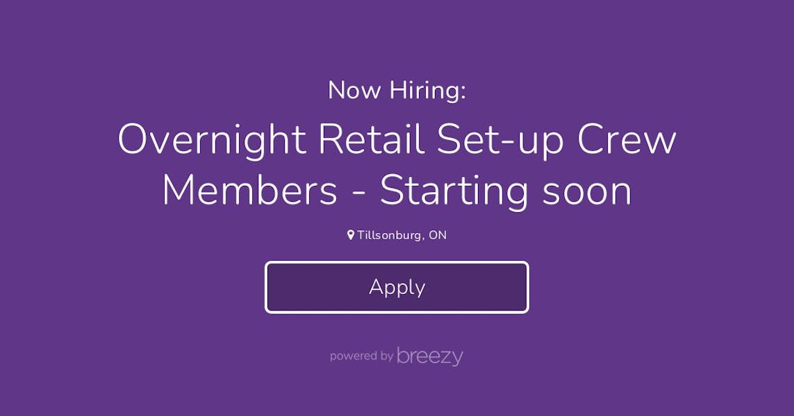 Overnight Retail Set-up Crew Members - Starting soon at Merchandising ...