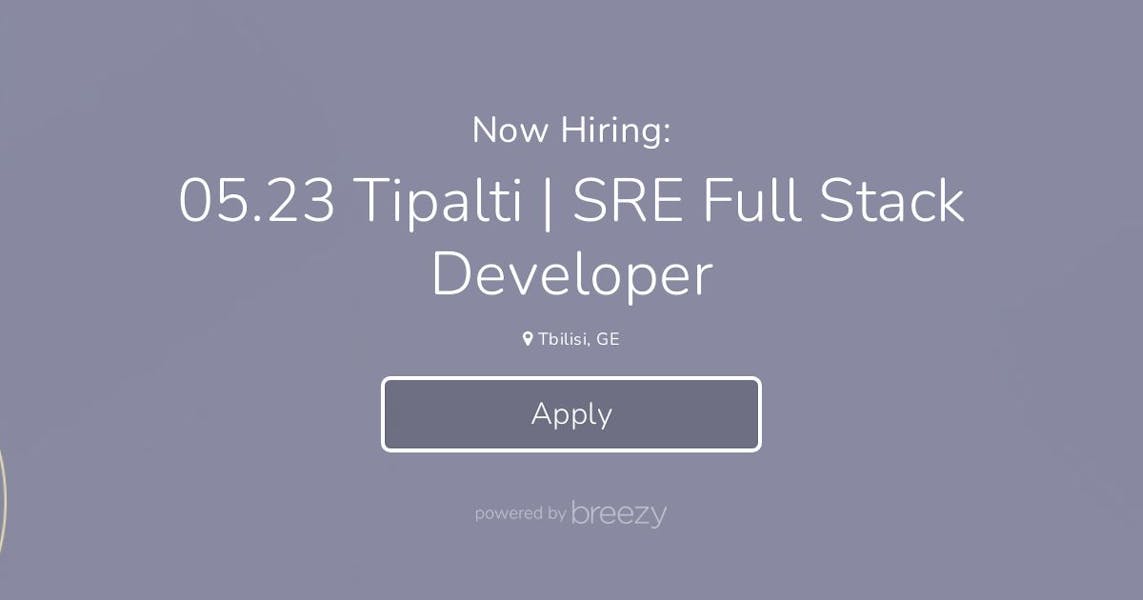 23.05 Tipalti | SRE Full Stack Developer at SD Solutions