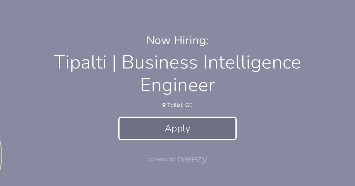 23.04 Tipalti | Business Intelligence Engineer at SD Solutions