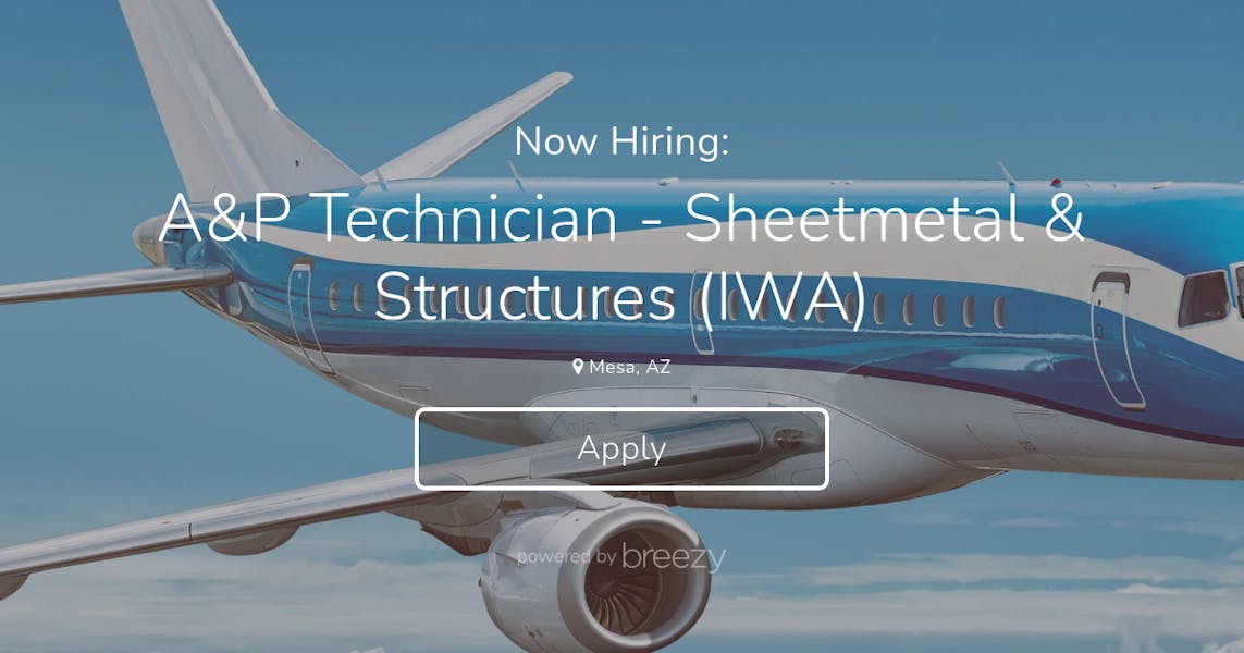 A&P Technician - Sheetmetal & Structures (IWA) at Embraer