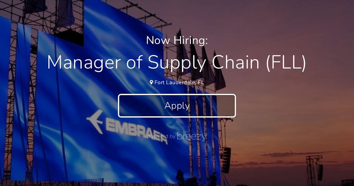 Manager of Supply Chain (FLL) at Embraer
