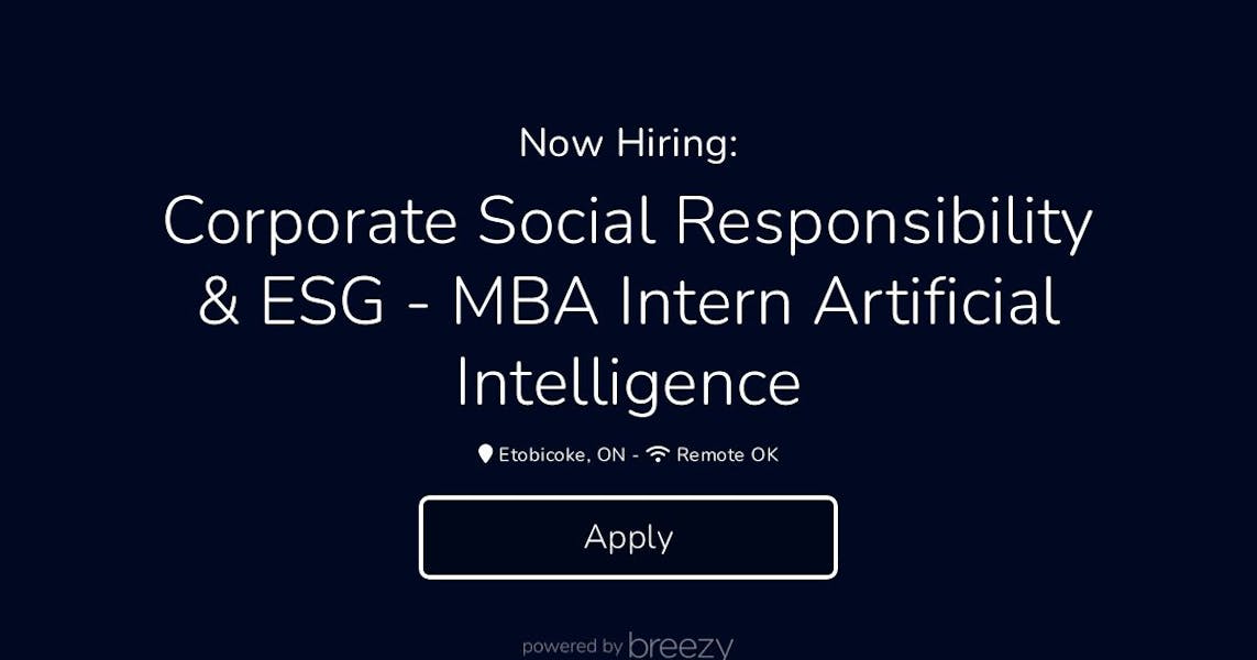 Corporate Social Responsibility & ESG - MBA Intern Artificial Intelligence at Vosyn