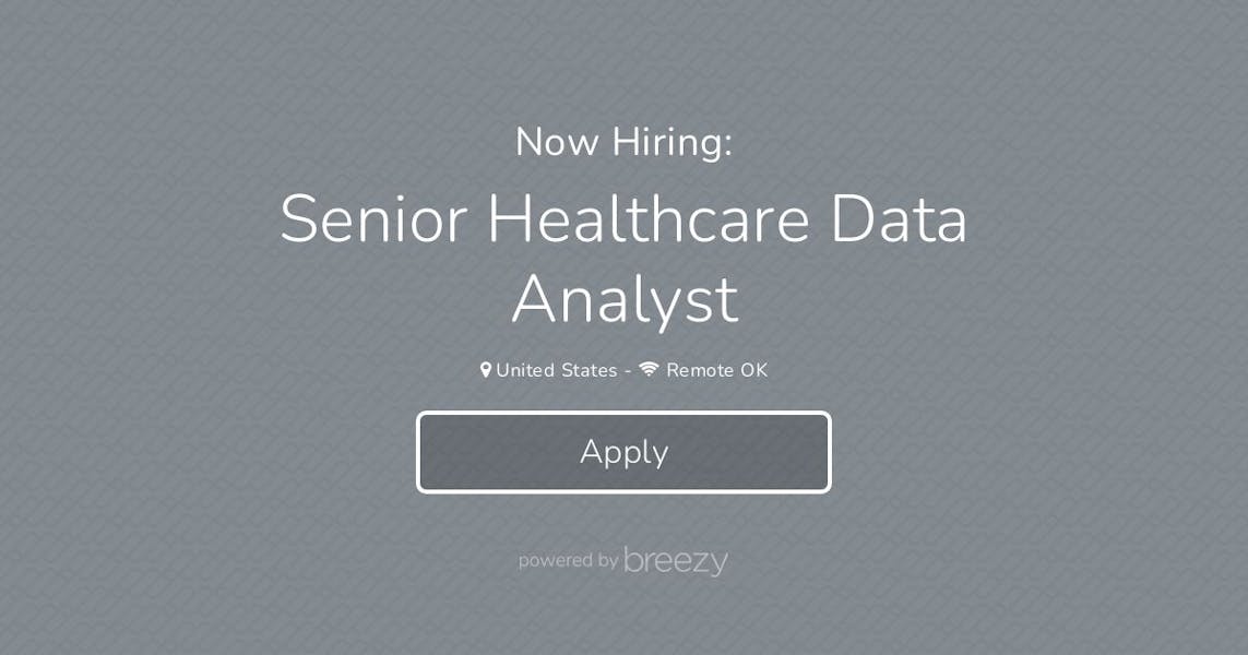 Senior Healthcare Data Analyst At Reveleer