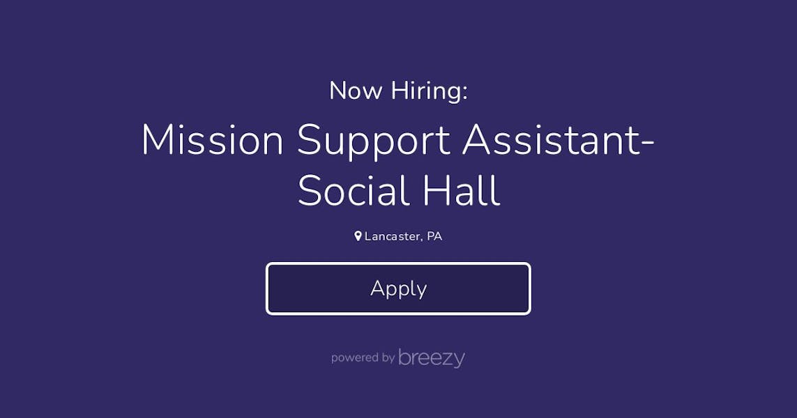 Mission Support Assistant-Social Hall at Water Street Mission