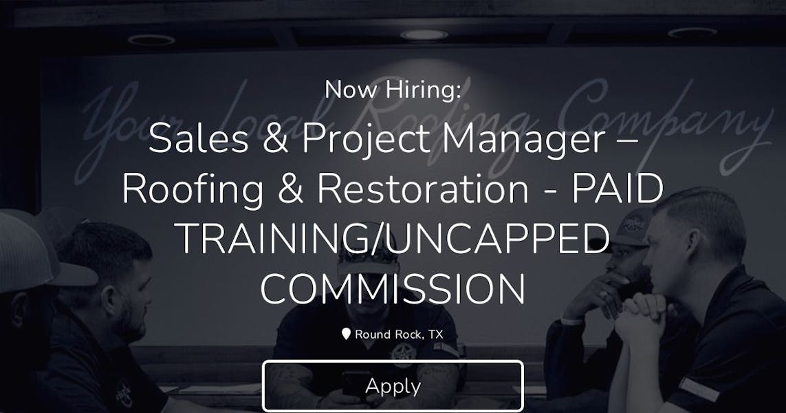 Sales & Project Manager – Roofing & Restoration - PAID TRAINING ...