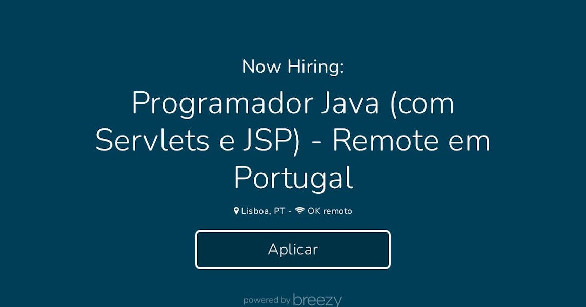 Programador Java Com Servlets E Jsp Remote Em Portugal At Plexus Tech