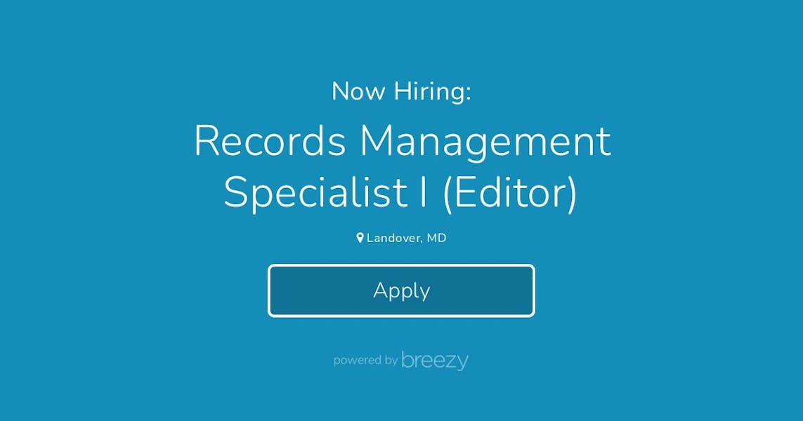Records Management Specialist I Editor At Heitech Services