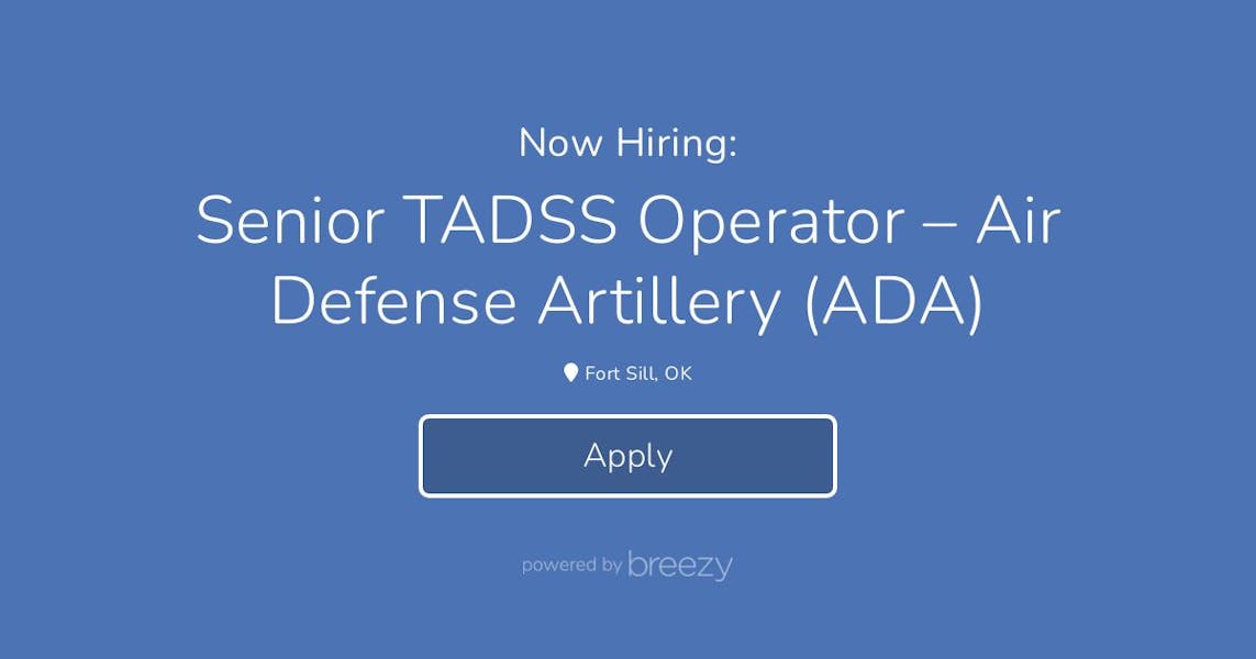 Senior TADSS Operator – Air Defense Artillery (ADA) at Seventh Dimension