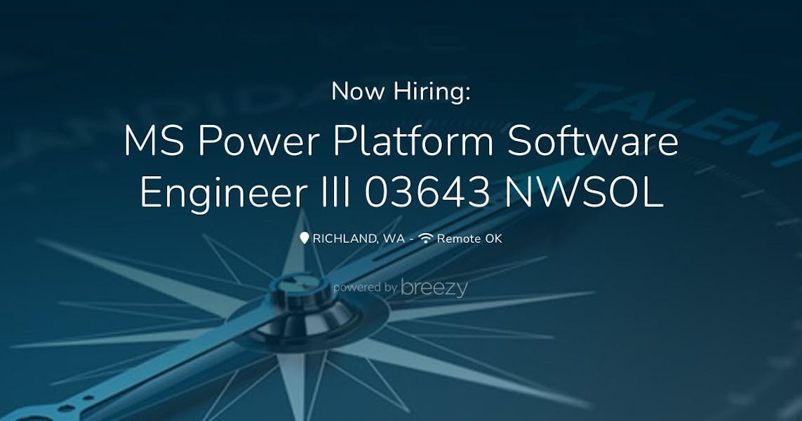 Ms Power Platform Software Engineer Iii 03643 Nwsol At North Wind Group