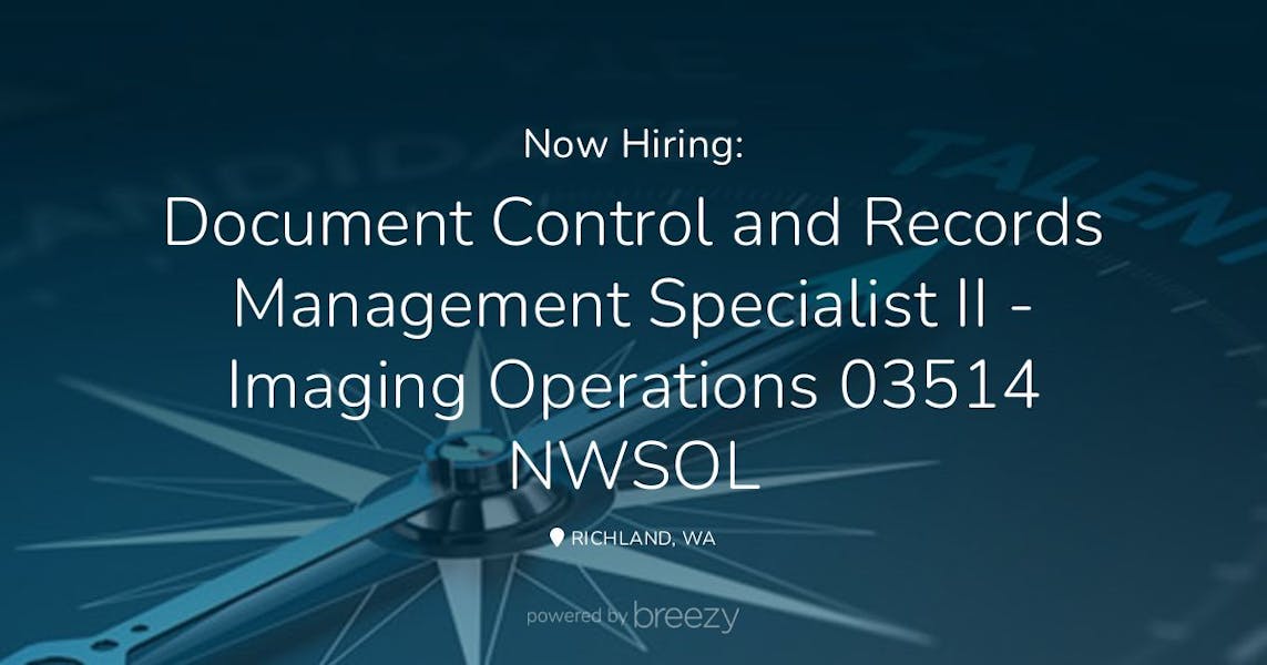 Document Control And Records Management Specialist Ii Imaging