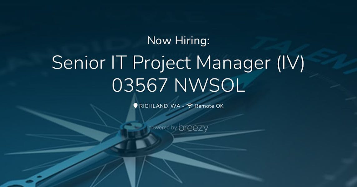 Senior It Project Manager Iv 03567 Nwsol At North Wind Group