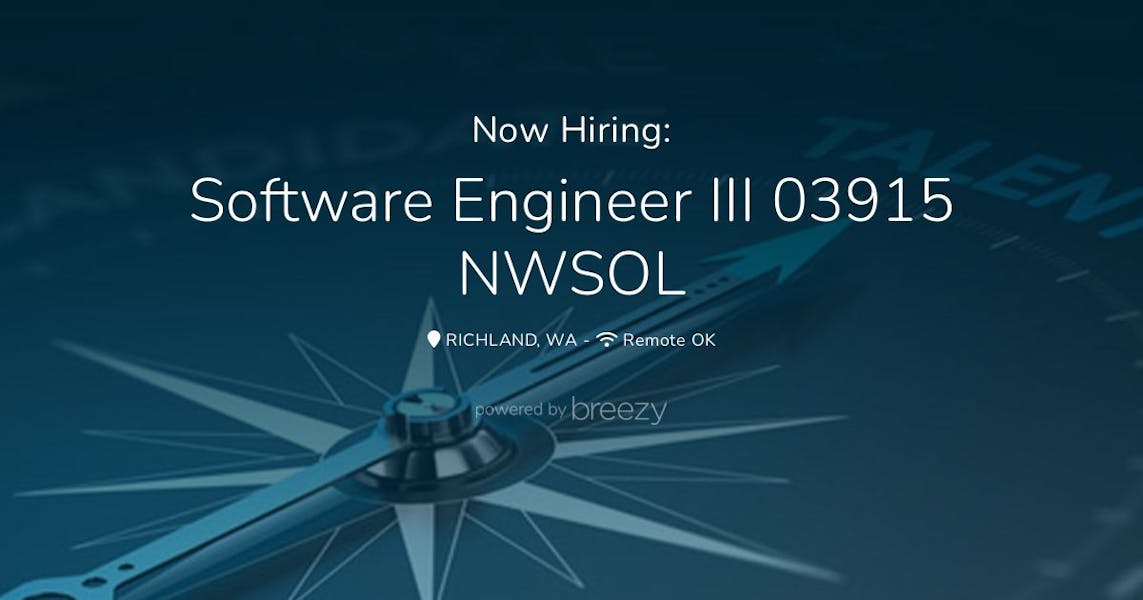 Software Engineer III 03915 NWSOL at North Wind Group
