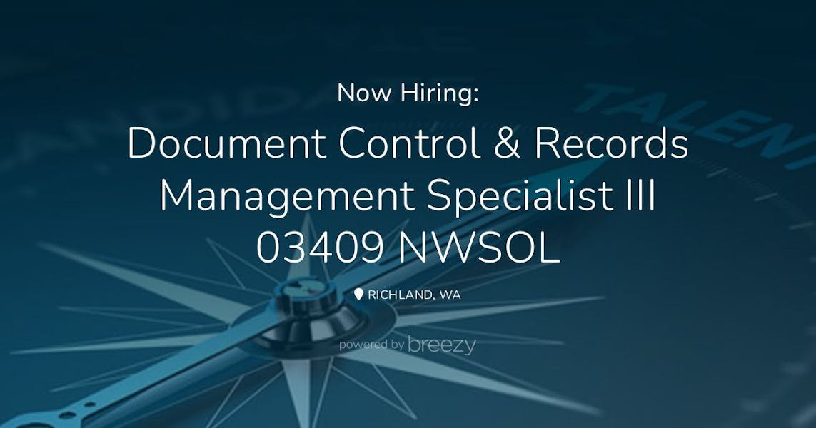 Document Control And Records Management Specialist Iii 03409 Nwsol At