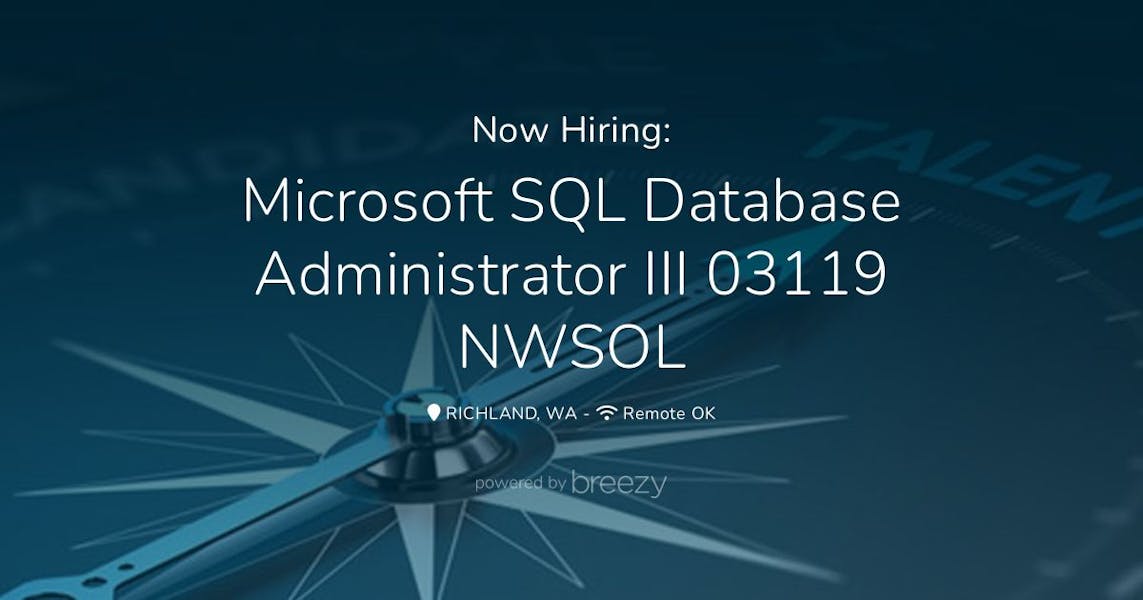 Microsoft Sql Database Administrator Iii 03119 Nwsol At North Wind Group