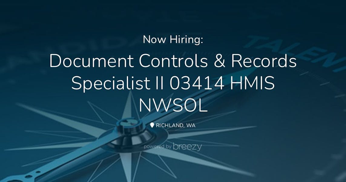 Document Controls And Records Specialist Ii 03414 Hmis Nwsol At North