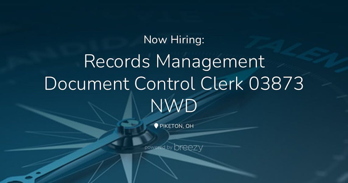 Records Management Document Control Clerk 03873 NWD at North Wind Group