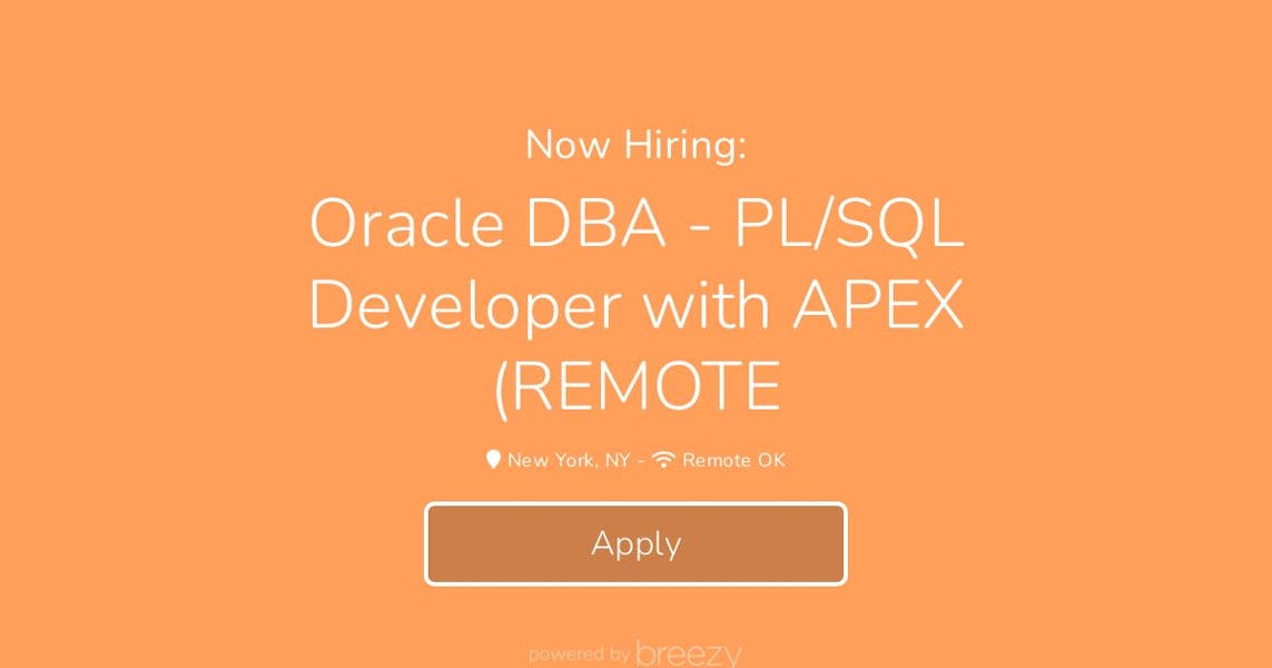 Oracle DBA - PL/SQL Developer with APEX (REMOTE at Next Generation Inc