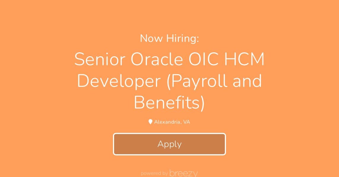 Senior Oracle OIC HCM Developer (Payroll and Benefits) at Next ...