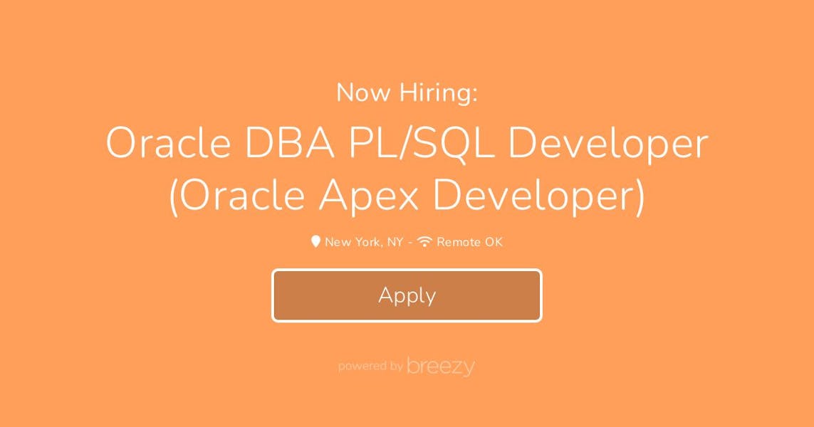 Oracle Dba Plsql Developer Oracle Apex Developer At Next Generation Inc