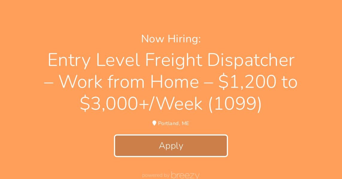 Entry Level Freight Dispatcher – Work from Home – $1,200 to $3,000 ...